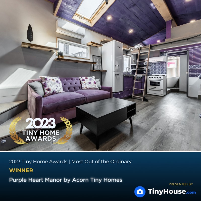 Most Out of the Ordinary: Purple Heart Manor by Acorn Tiny Homes | Tiny Home Awards 2023